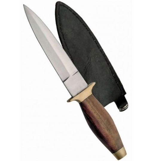 COMPACT 1.7 oz ~ 6" BOOT KNIFE ~ DOUBLE EDGE ~ WIDE WOODEN HANDLE ...