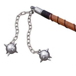 2 BALL BATTLE MACE ~ 18" Wooden Handle - Defense Warehouse