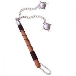 2 BALL BATTLE MACE ~ 18" Wooden Handle - Defense Warehouse