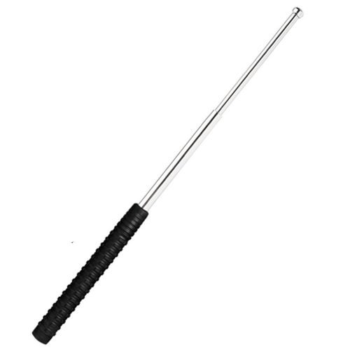 16" EXPANDABLE TELESCOPIC BATON RUBBER HANDLE CHROME - Defense Warehouse