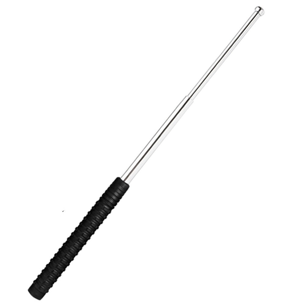 16" EXPANDABLE TELESCOPIC BATON RUBBER HANDLE CHROME - Defense Warehouse