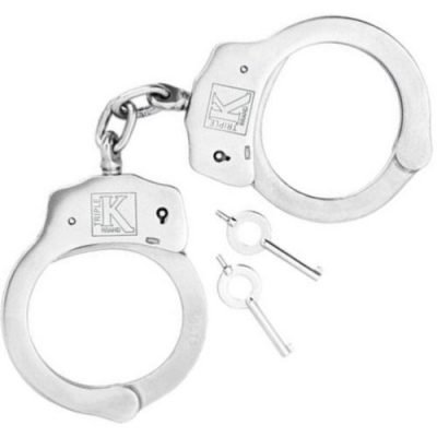 2 x LOCKS - 2 x KEYS - NICKEL PLATED TEMPERED STEEL HANDCUFFS - NICKEL ...