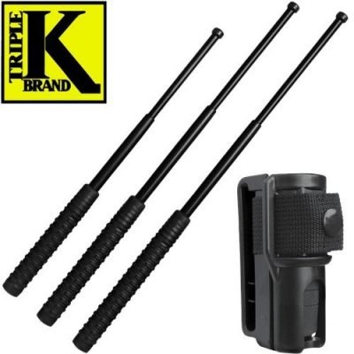 16" EXPANDABLE TELESCOPIC BATON RUBBER HANDLE BLACK TK1441 - Defense ...